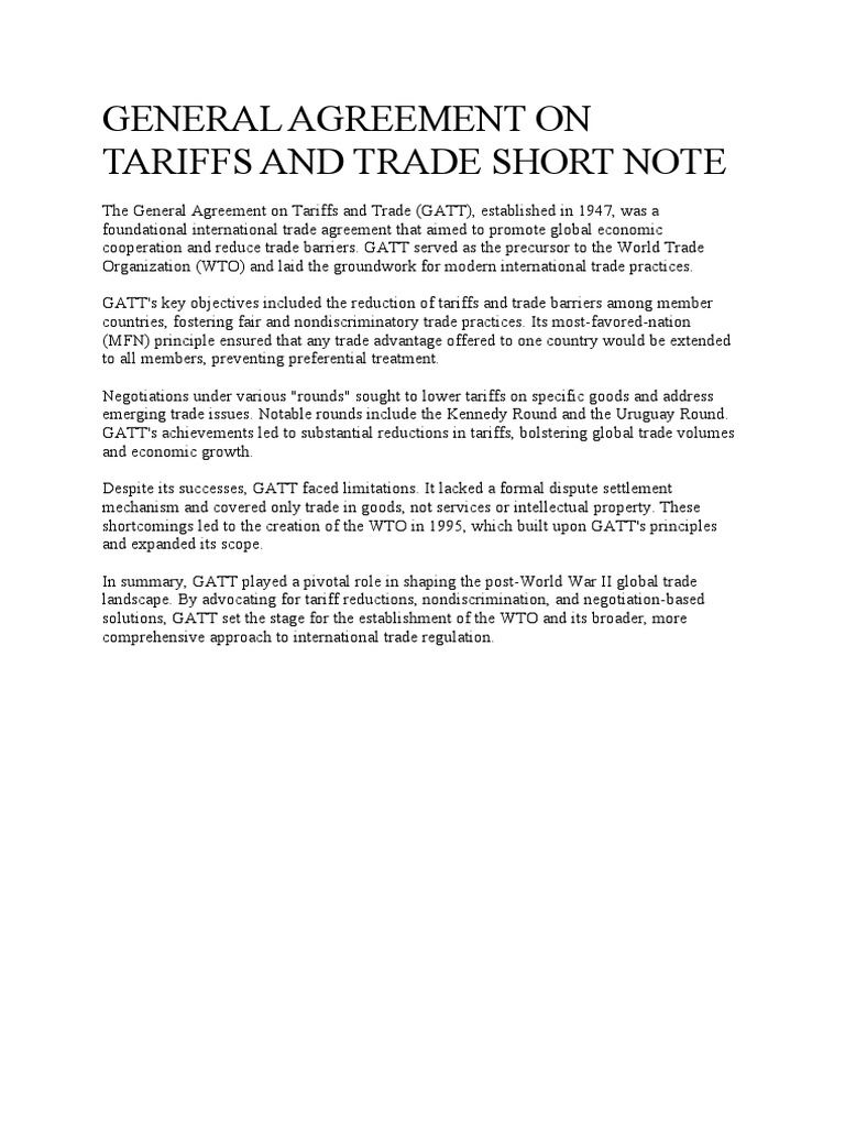 Gatt and Wto | PDF | World Trade Organization | General Agreement On ...
