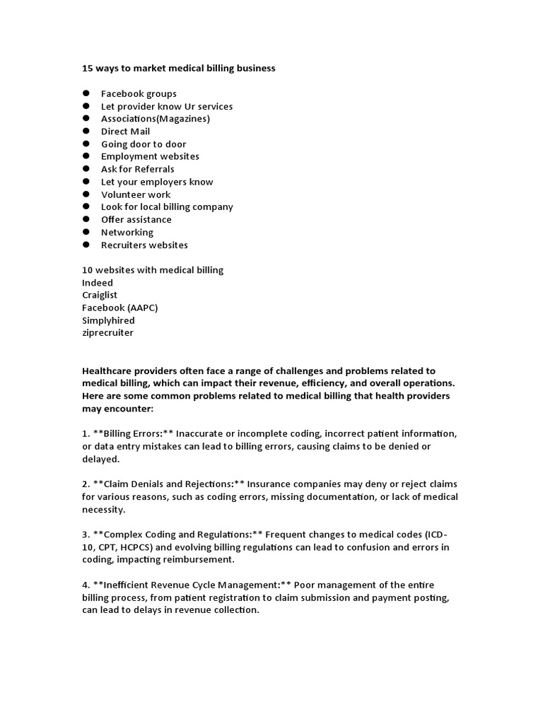 15 Ways To Market Medical Billing Business | PDF