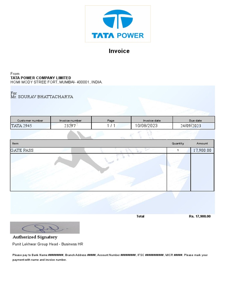 Mr. Sourav Bhattacharya Gate-pass Invoice | PDF