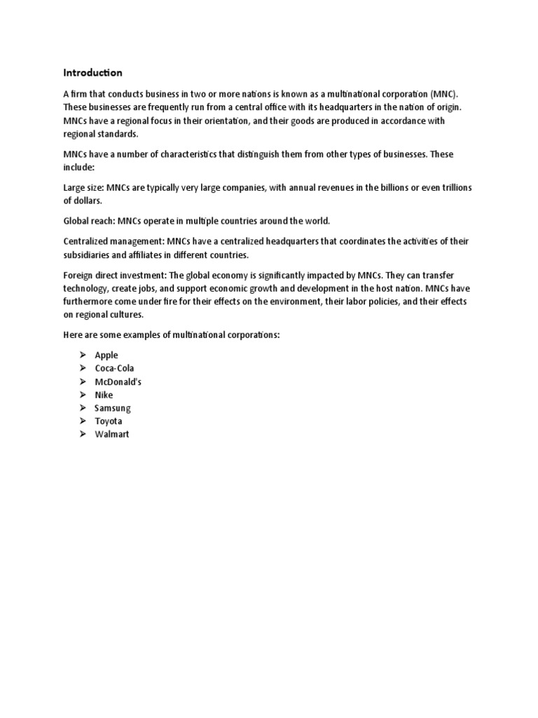 Understanding Multinational Corporations Pdf Multinational