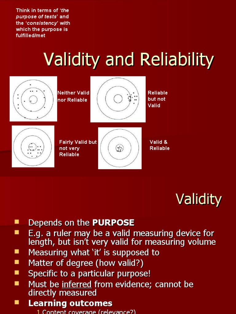 Validity and Reliability | PDF | Validity (Statistics) | Psychology