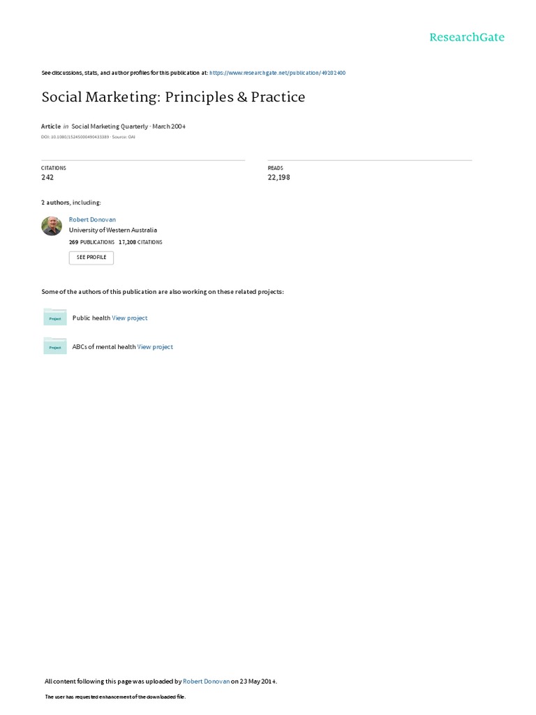 Social Marketing Principles Overview | PDF | Marketing | Market ...