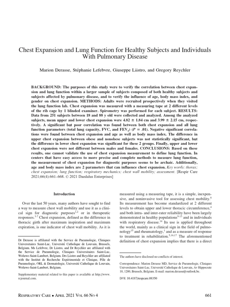 Chest Expansion and Lung Function | PDF | Thorax | Lung