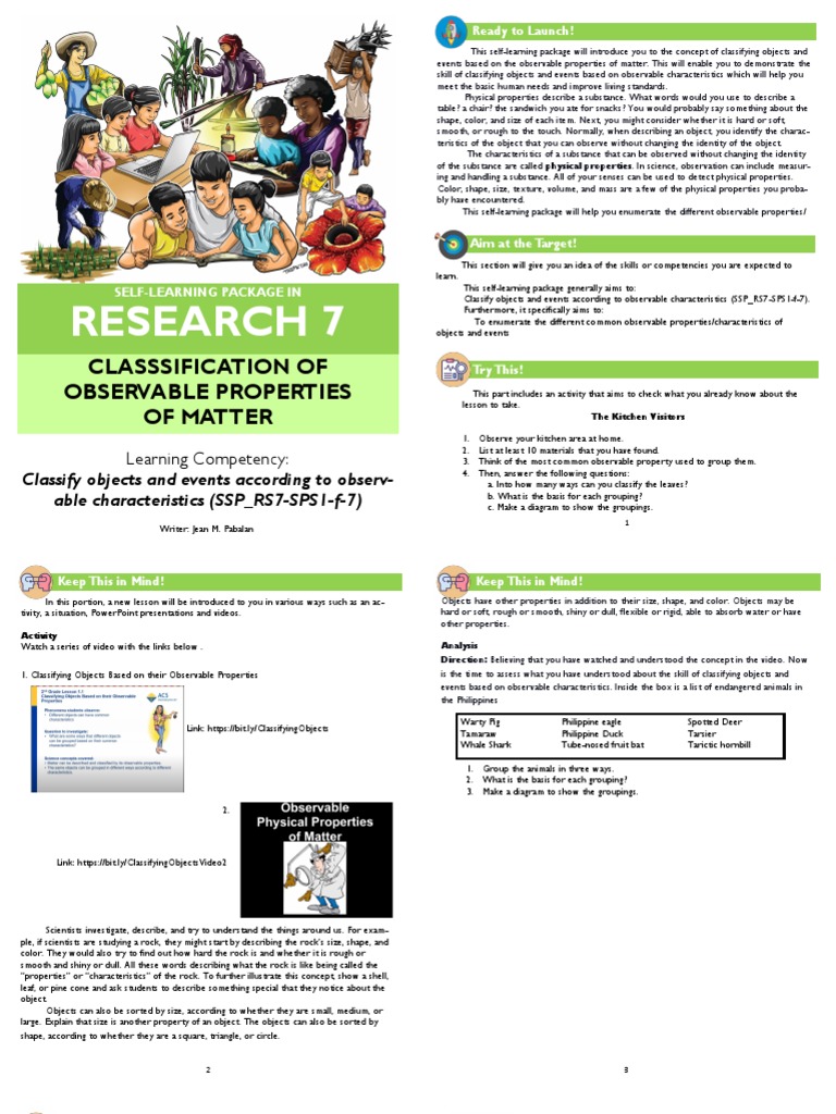 SLM RESEARCH 7 Week 5 Classification of Observable Properties of Matter ...