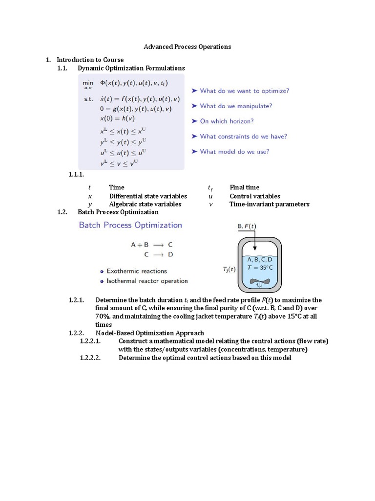 Advanced Process Operations | PDF | Ordinary Differential Equation | Mathematical Optimization
