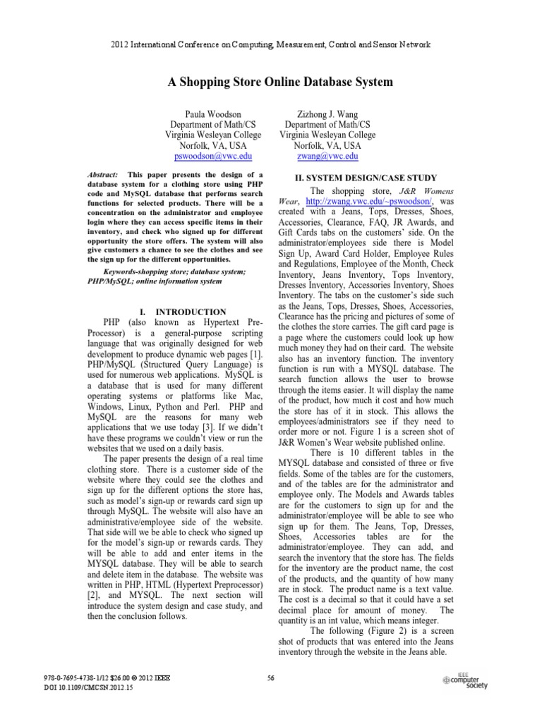 A Shopping Store Online Database System | PDF | Websites | Databases