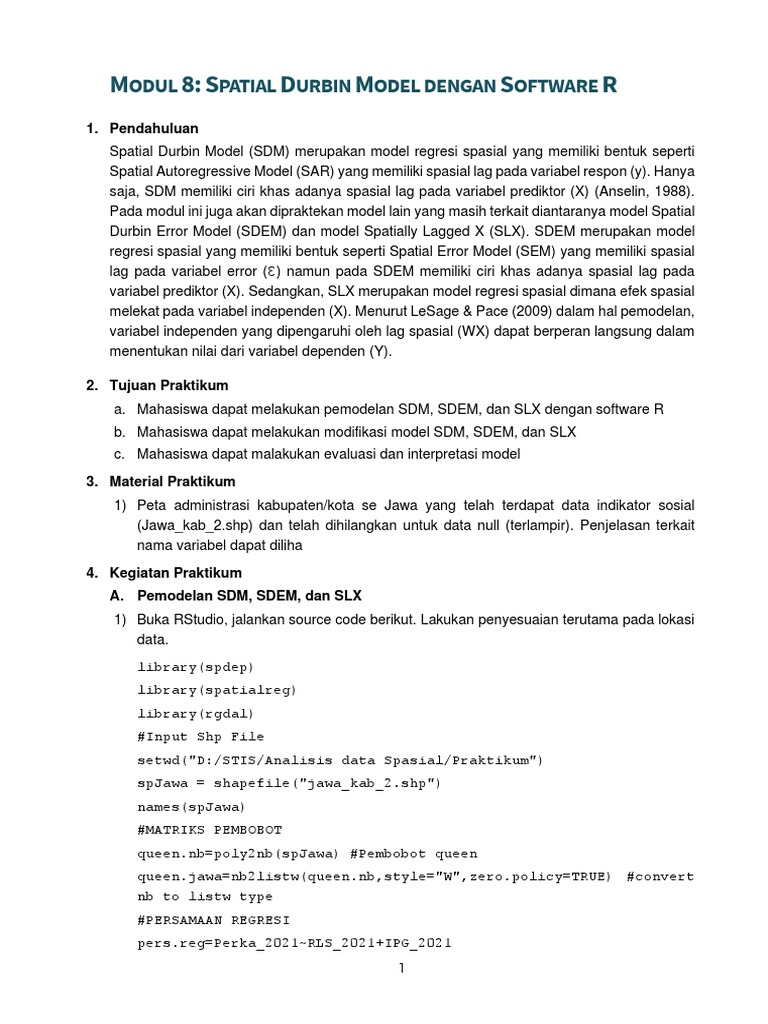 Spatial Durbin Model | PDF