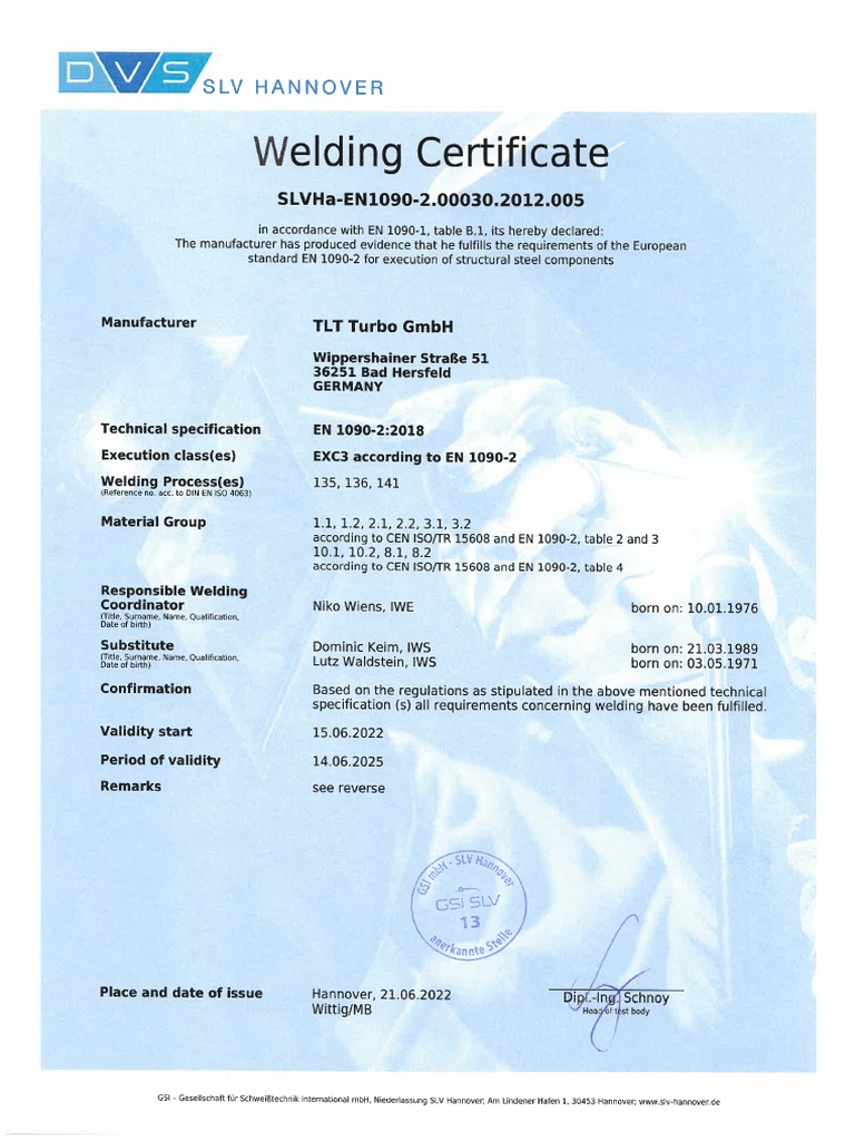EN 1090 2 Welding Certificate | PDF