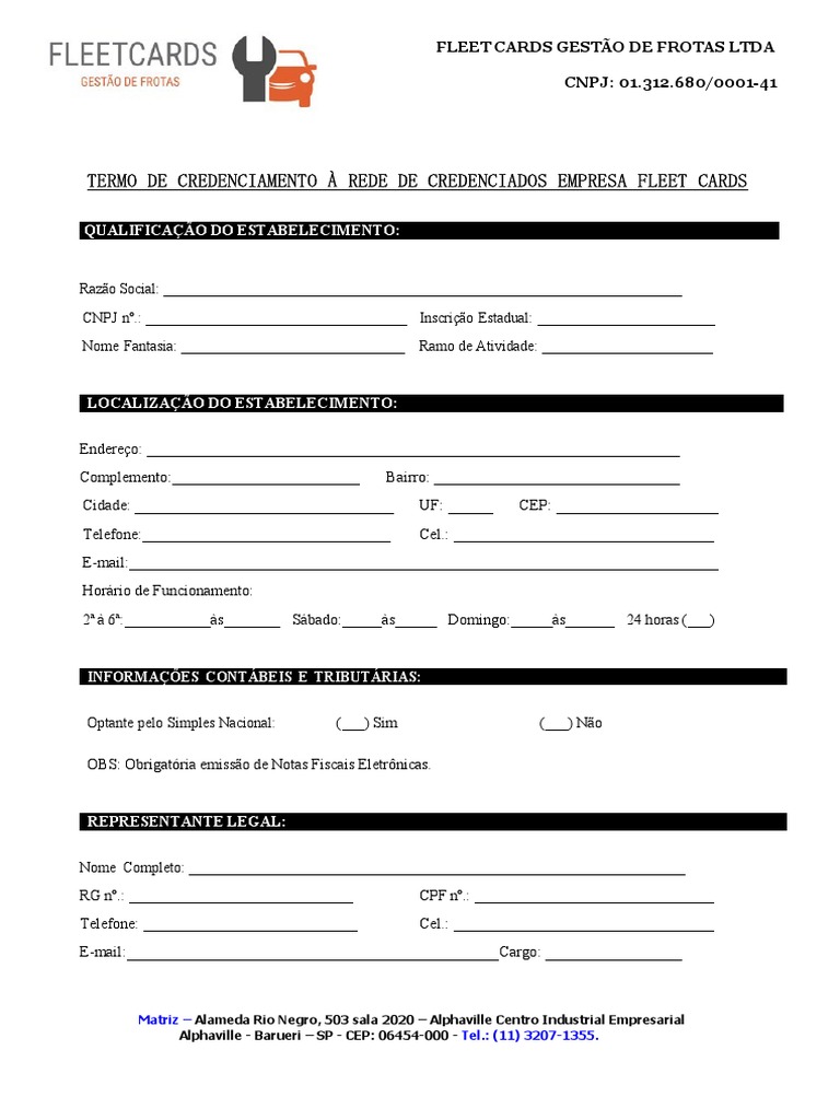 Termo de Credenciamento Fleet Cards Bombeiro RJ | PDF
