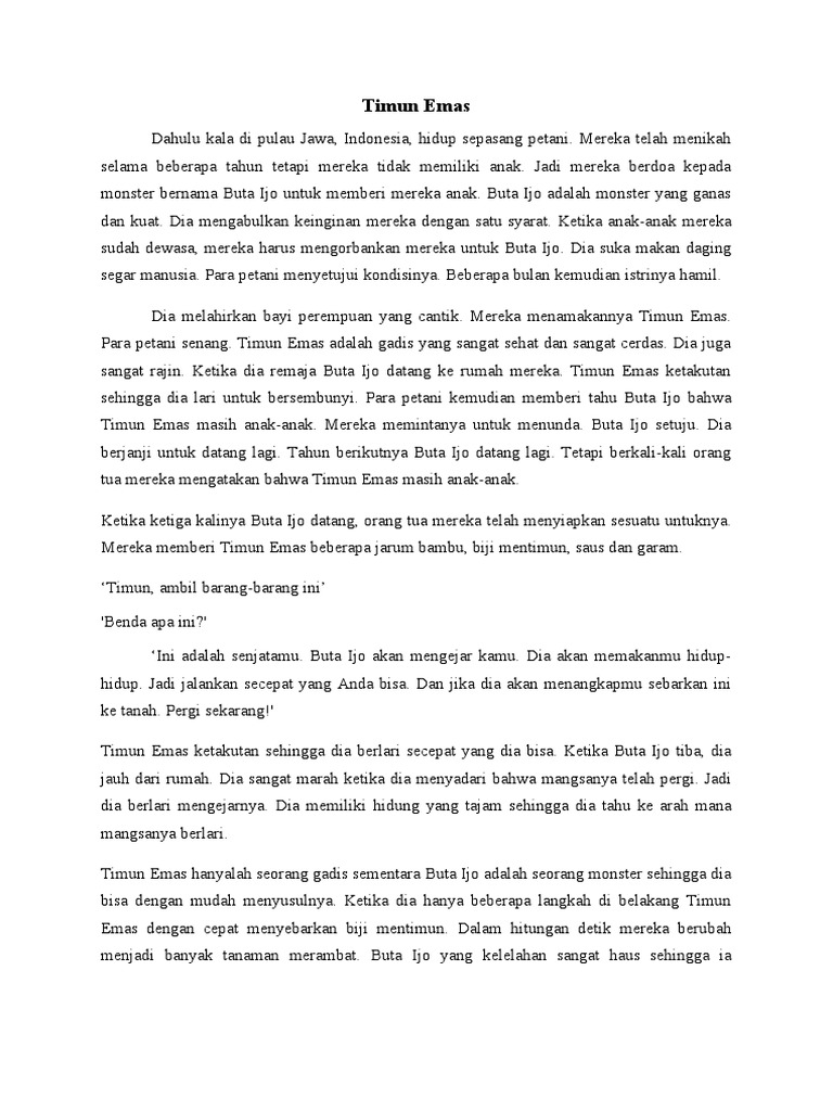 The Story of Timun Emas | PDF