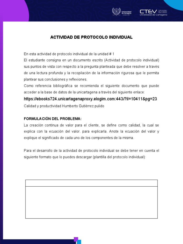 Descripción Del Protocolo Individual Unidad I | PDF