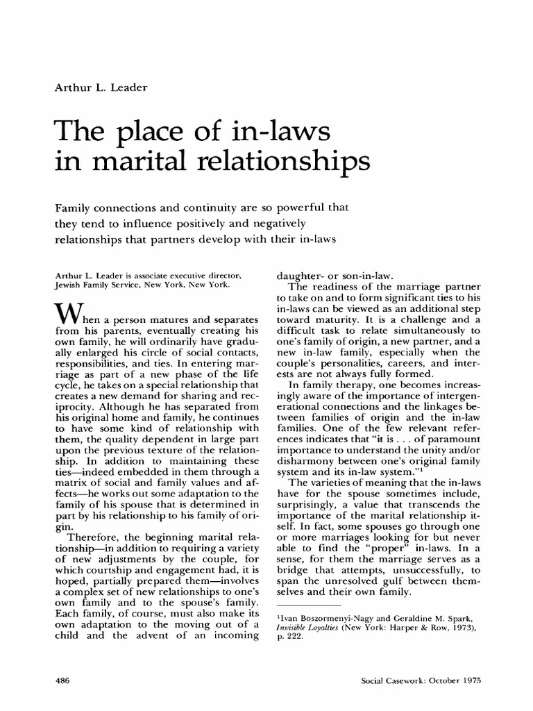 The Place of in Laws in Marital Relationships L 8 Annas Archive | PDF ...