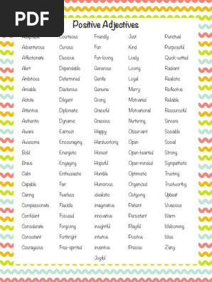 Positive Adjective List