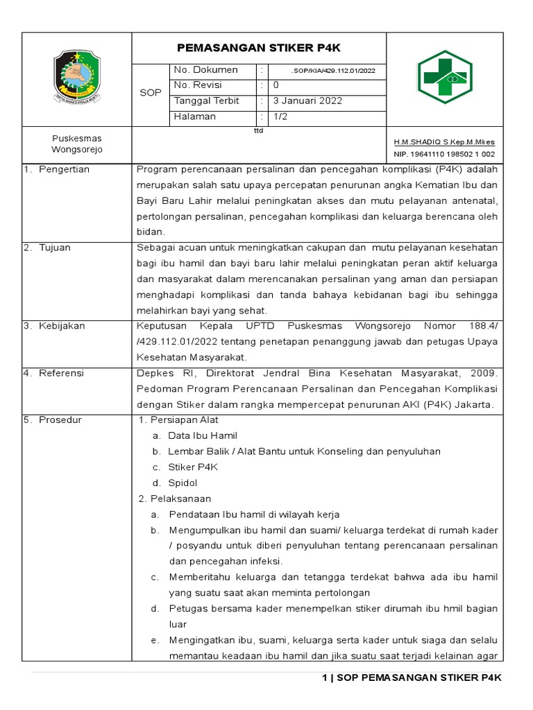 Sop Pemasangan Stiker P4K | PDF