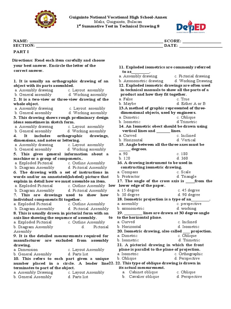 Gr.8 Techdraw 1st Summative | PDF | Geometry | Computer Graphics