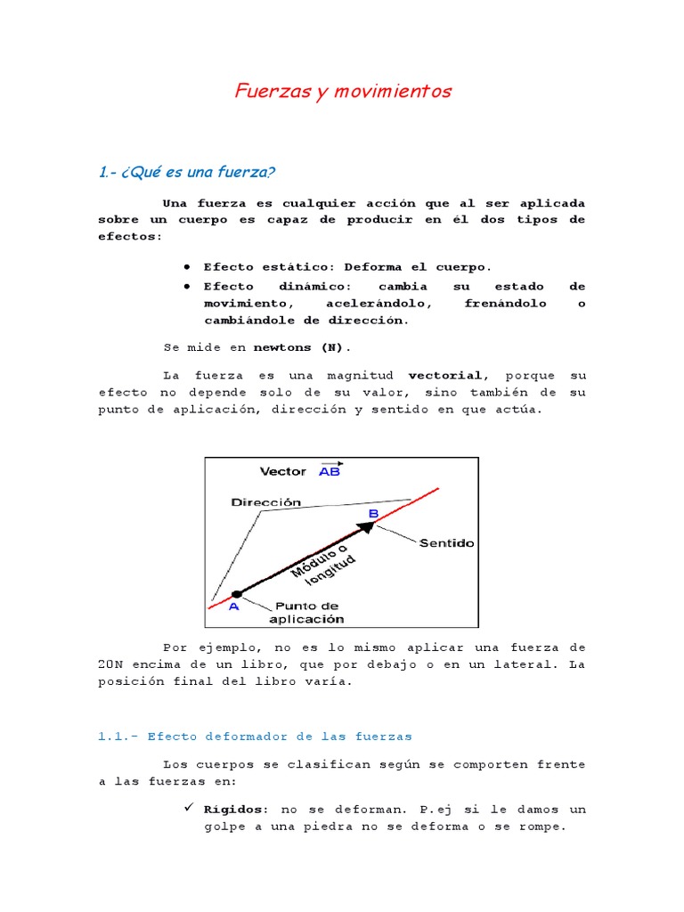 Fuerzas y Movimientos | PDF | Velocidad | Fuerza