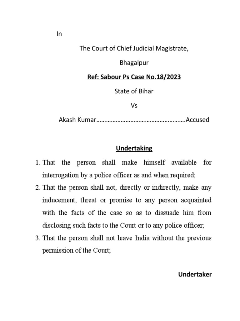 Police Undertaking in Bhagalpur Case | PDF