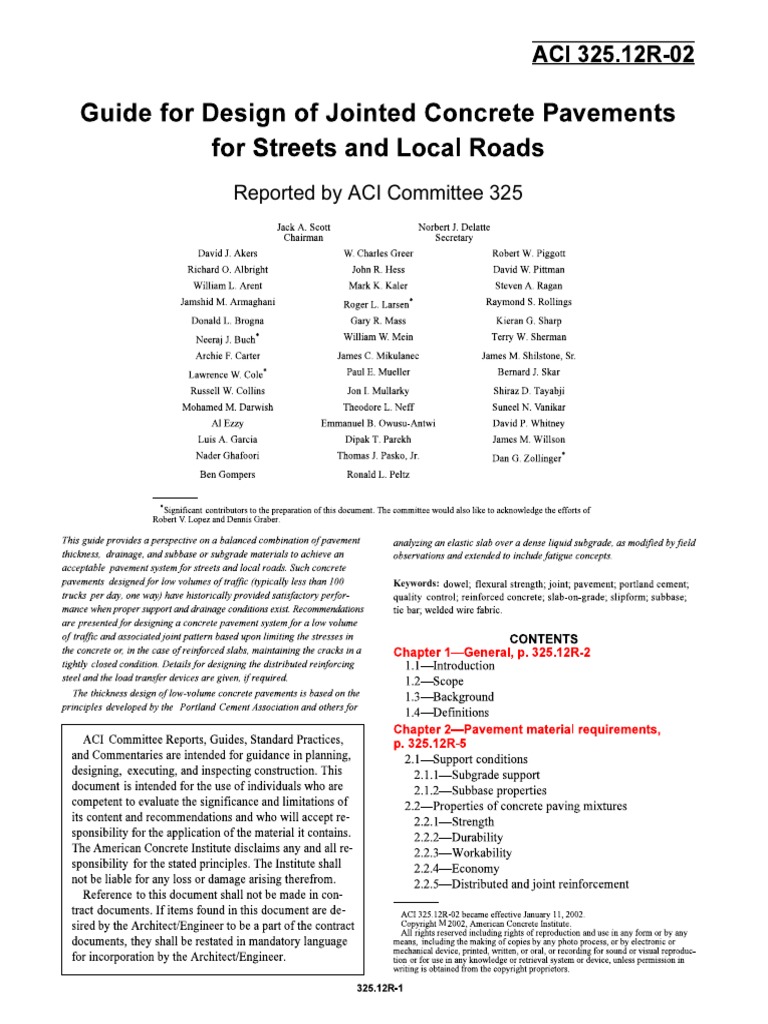 ACI 325.12R-02 Guide For Design of Jointed Concrete Pavements For ...