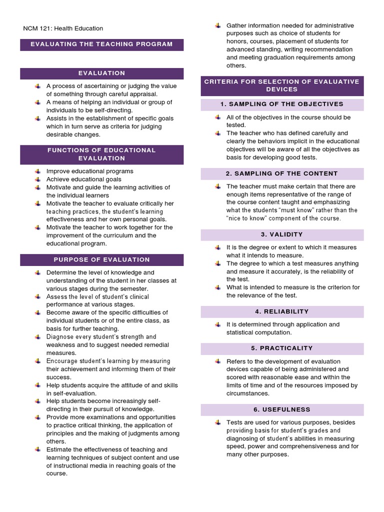 Evaluating Health Education Programs | PDF | Evaluation | Teachers