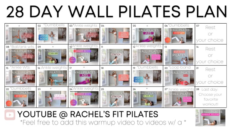 RFP 28 Day Wall Pilates YouTube Challenge | PDF