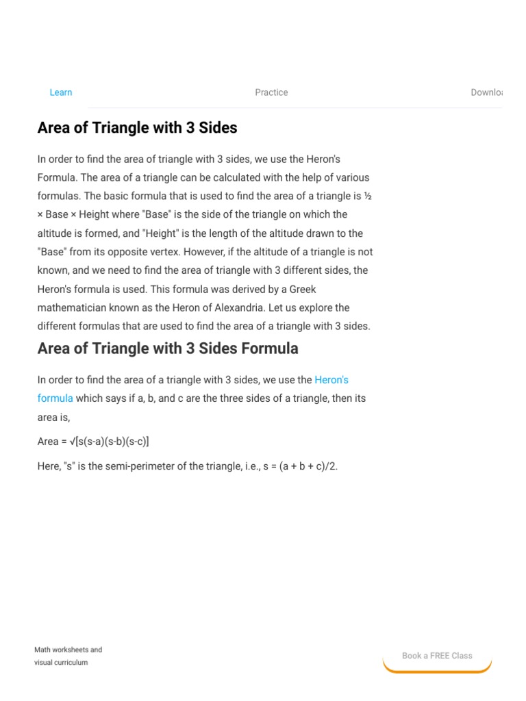 Formula, Definition, Examples | PDF | Area | Triangle