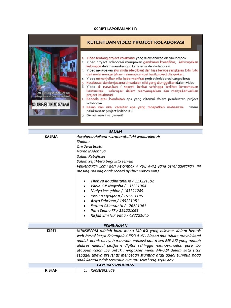 Script Laporan Akhir | PDF | Bisnis | Seni