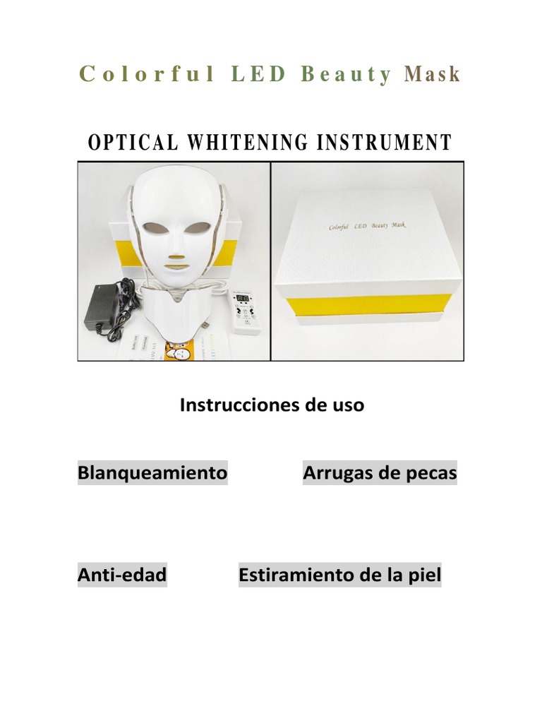 Instrucciones de la Máscara LED Colorida | PDF | Diodo emisor de luz ...