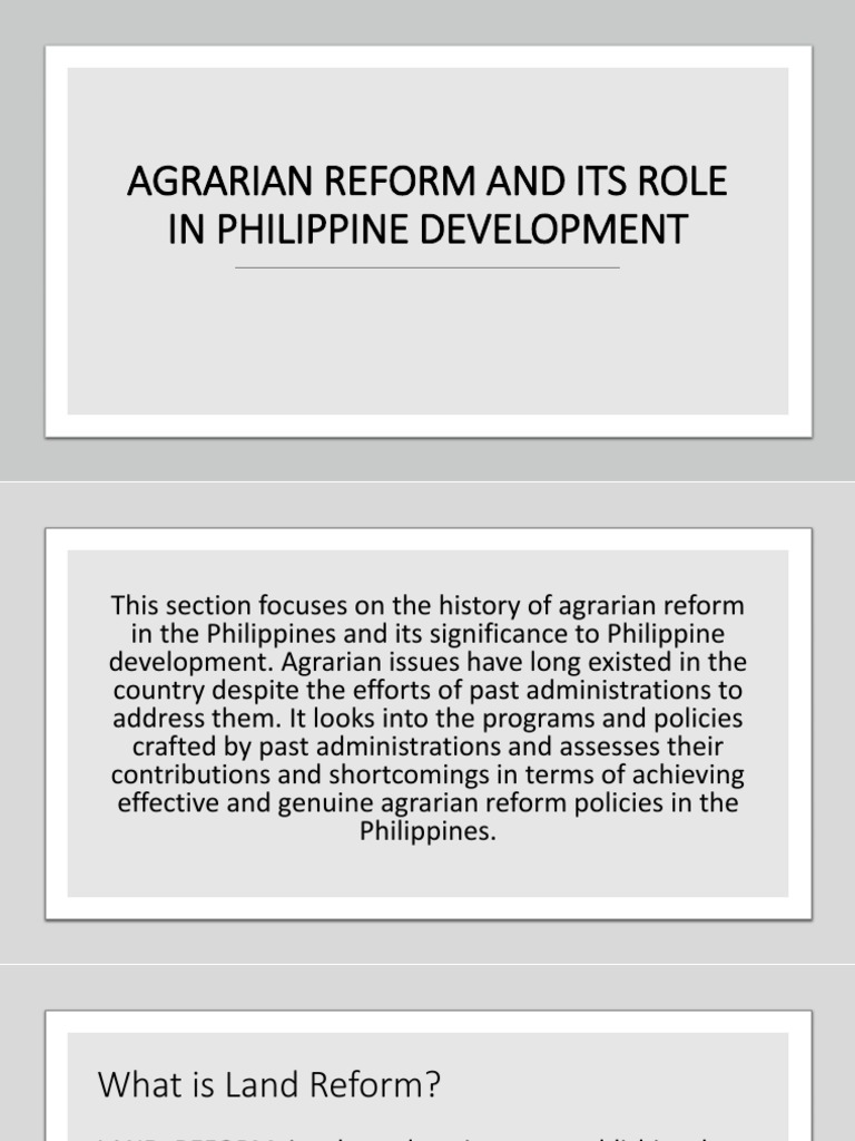 Agrarian Reform's Impact on Philippine Development | PDF | Leasehold ...