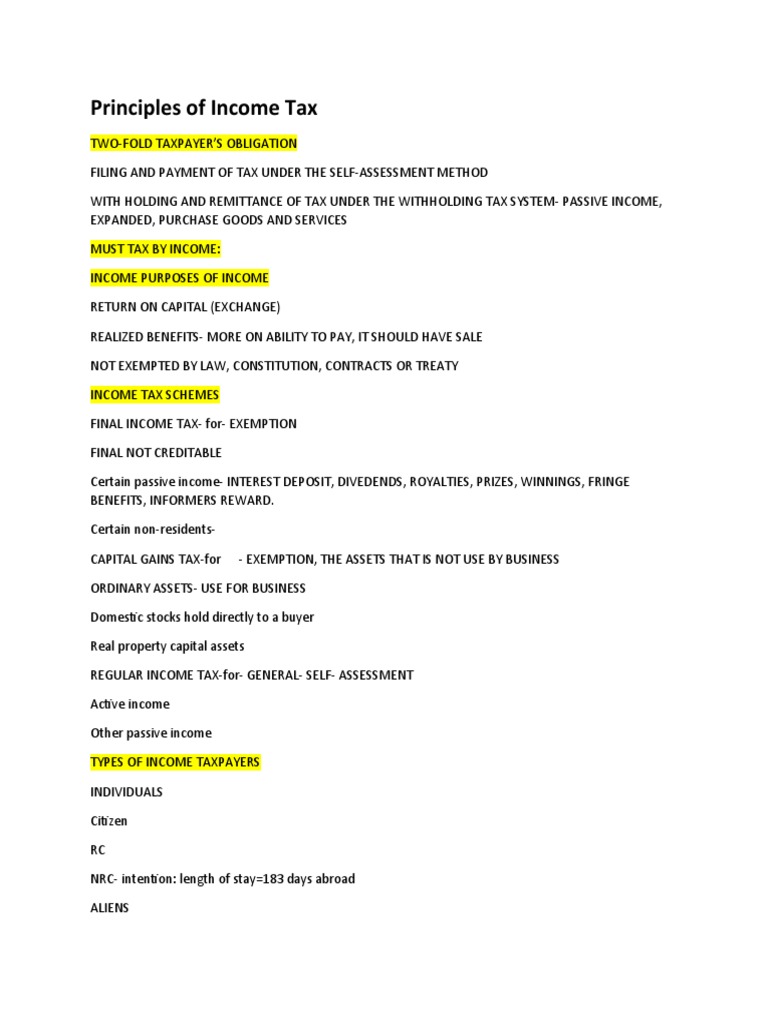 Principles of Income Tax | PDF | Taxes | Income Tax