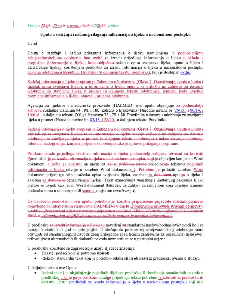 Uputa o Sadrzaju I Nacinu Prilaganja Informacija o Lijeku U Nacionalnom ...