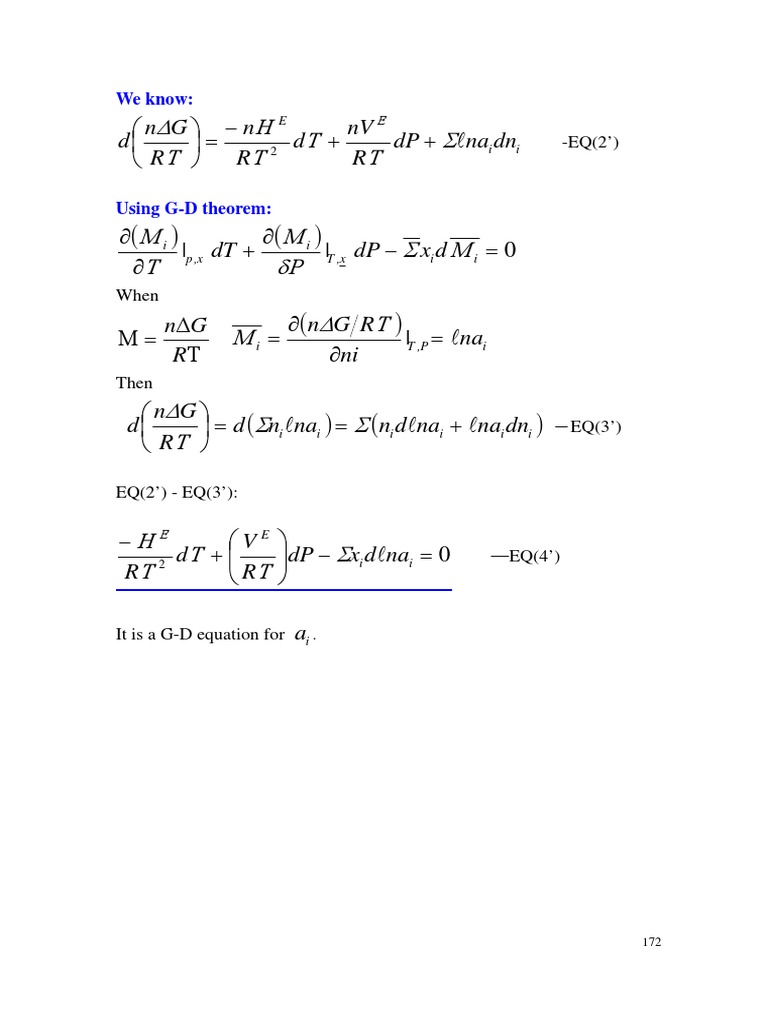 Deriving G-D Equation for Partial Molar Properties | PDF | Metrology ...