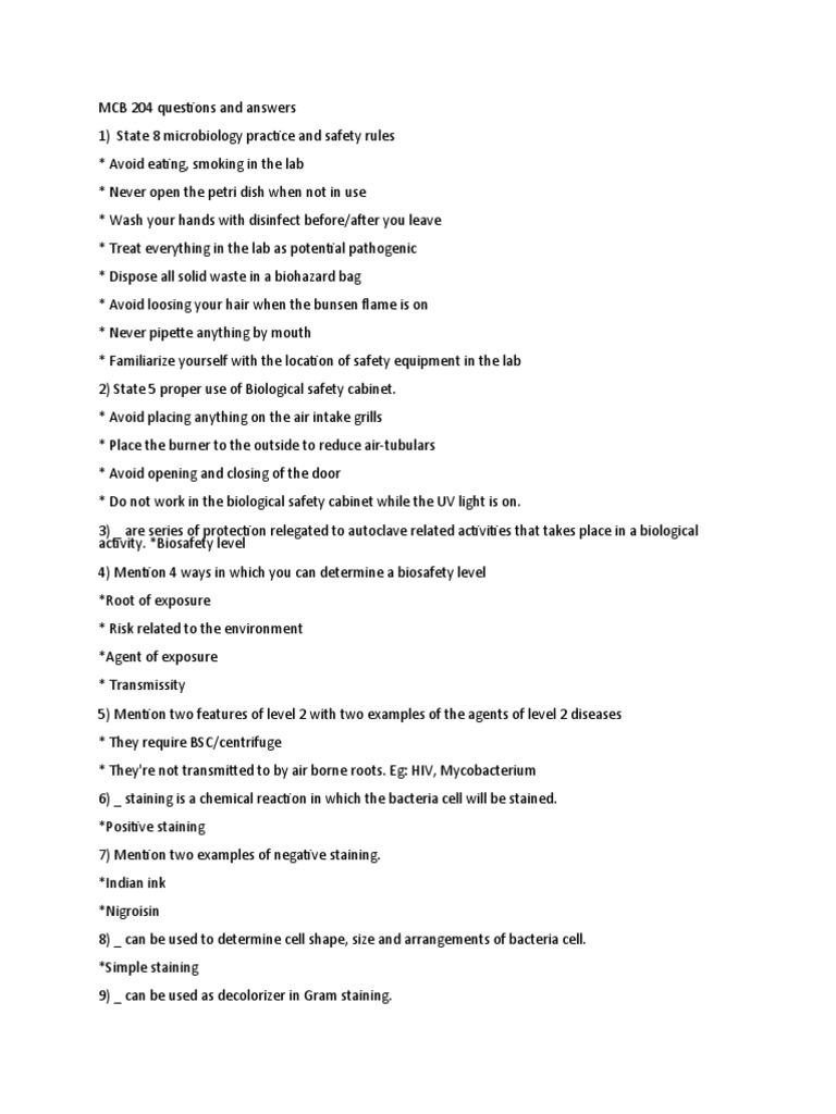 MCB 204 Questions 1-40 | PDF | Science & Mathematics