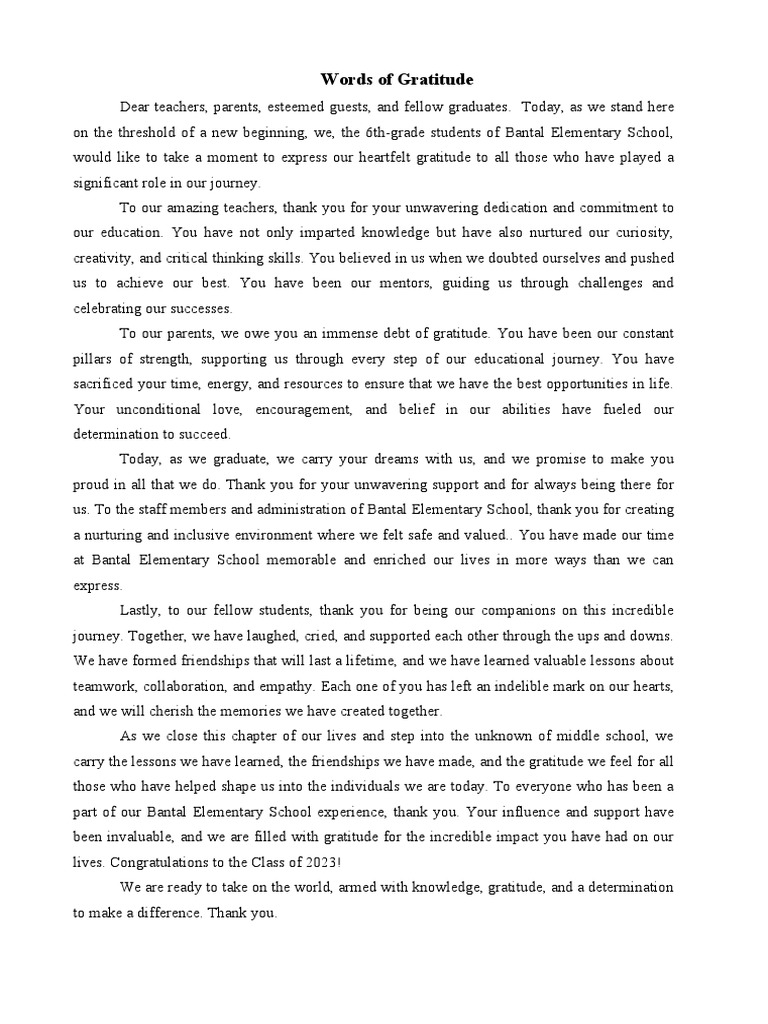 Words of Gratitude | PDF | Gratitude | Cognition