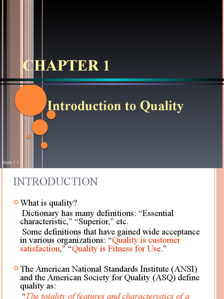 Chapter 1 | PDF | Quality (Business) | Customer