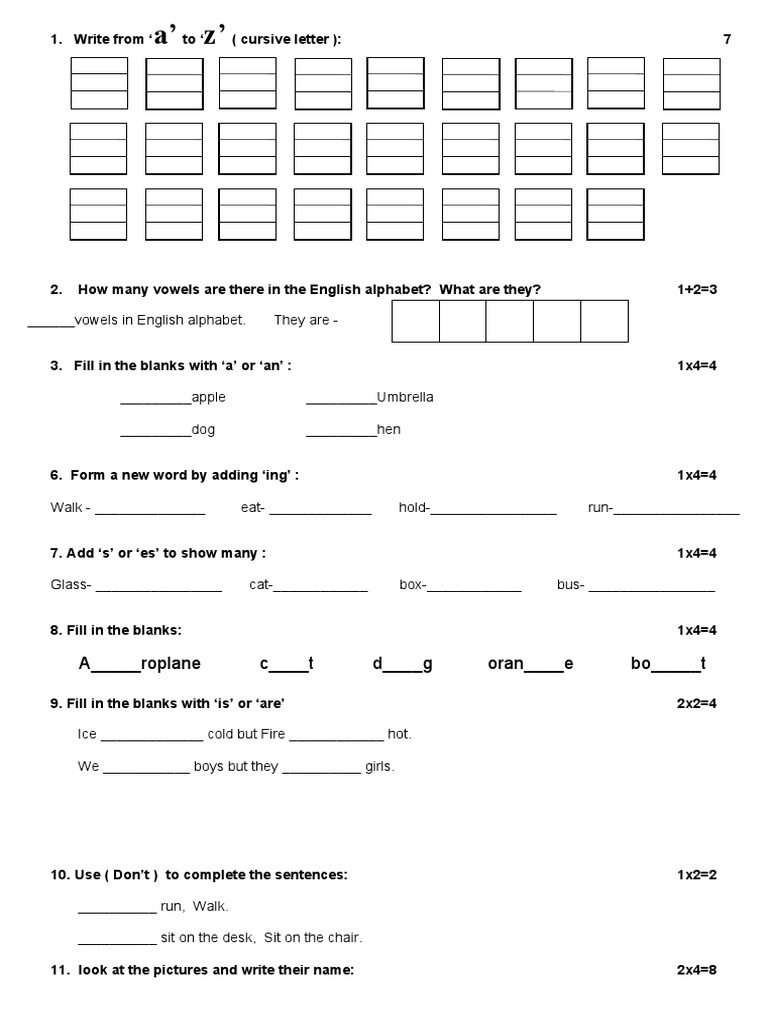 LKG English Grammar Worksheet PDF | PDF | Language Arts & Discipline ...