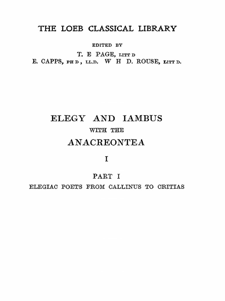 Elegy and Iambus With The Anc Part I | PDF