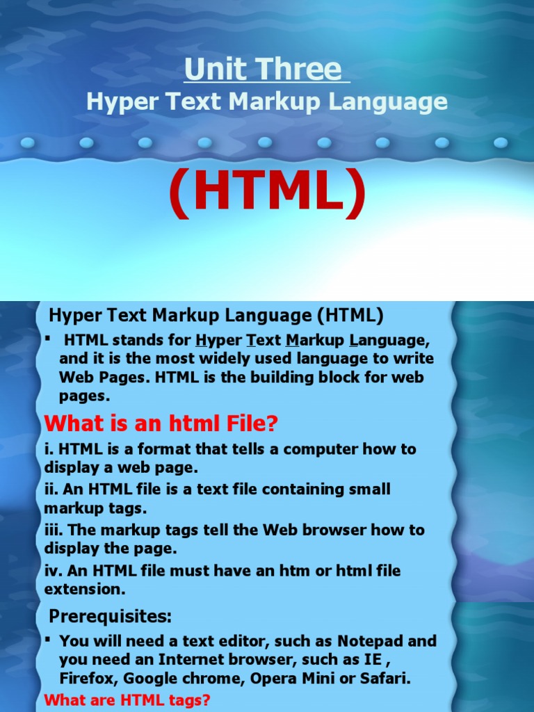 ICT Grade 11 Introduction To HTML | PDF | Html Element | Html