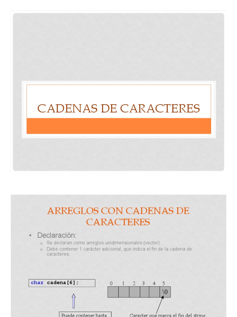 Cadenas de Caracteres en C: Guía Completa | PDF | Cadena (informática ...