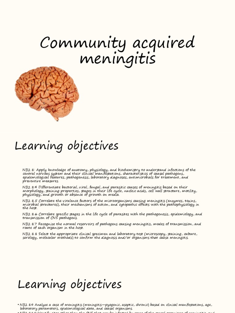 Community-Acquired Meningitis Overview | PDF | Meningitis | Causes Of Death