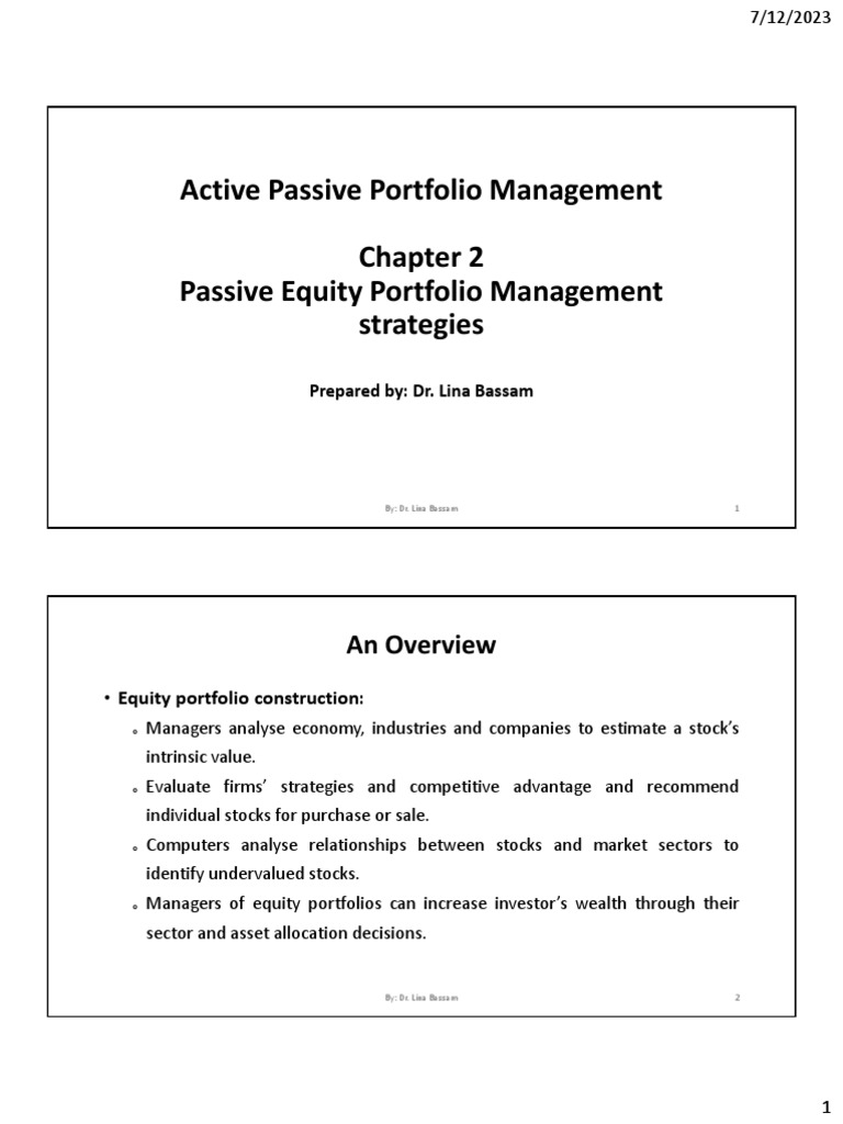 Passive Equity Portfolio Management CH2-3 | PDF | Capital Asset Pricing ...