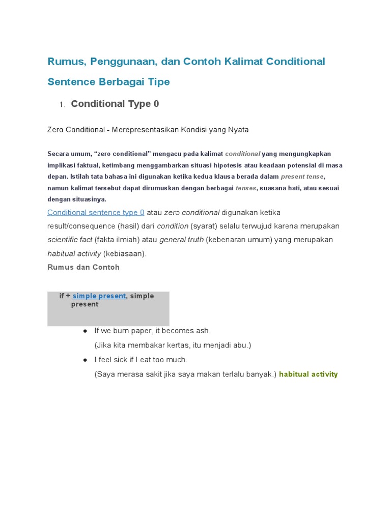 Rumus, Penggunaan, dan Contoh Kalimat Conditional Sentence Berbagai ...