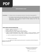 CS Form No. 212 Attachment - Work Experience Sheet - Blank | PDF