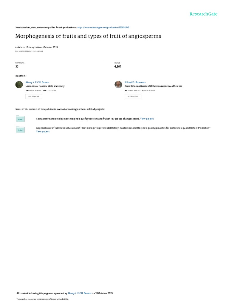 Angiosperm Fruit Morphogenesis | PDF | Fruit | Plants