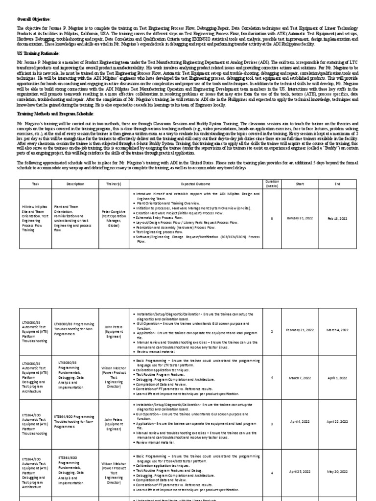 Test Engineering Training for Jerome Magsino | PDF | Computer ...