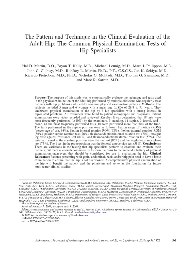 Common Tests in Adult Hip Evaluation | PDF | Anatomical Terms Of Motion ...