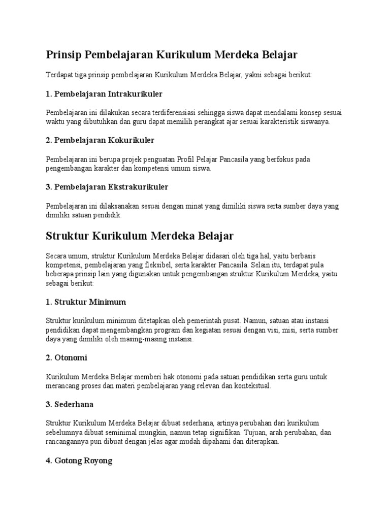 Prinsip Pembelajaran Kurikulum Merdeka Belajar | PDF