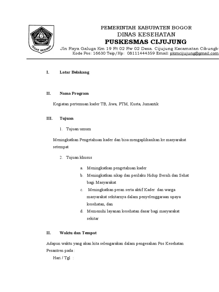 KAK Pertemuan Kader TB, Kusta, Jiwa, PTM, DBD | PDF | Pengembangan Diri