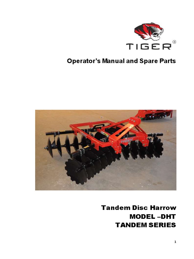 Tandem Disc Harrow Operator's Manual | PDF | Tractor | Bearing (Mechanical)