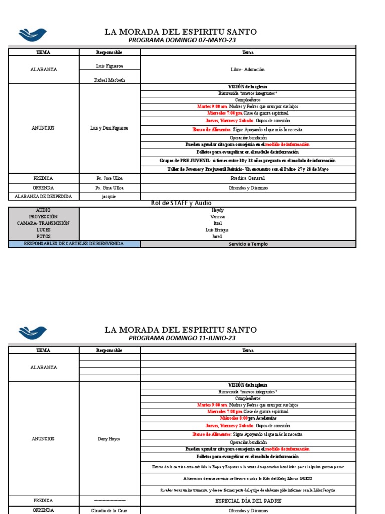 6.-Programas Domingos-Junio | PDF