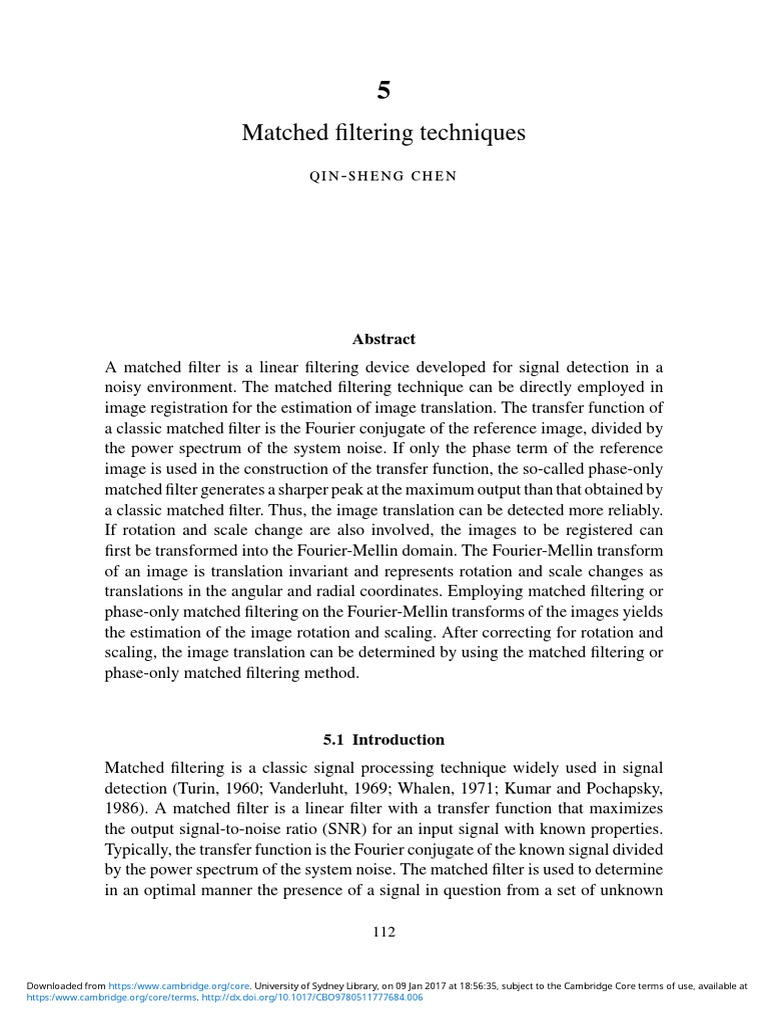 Matched Filtering Techniques | PDF | Filter (Signal Processing ...